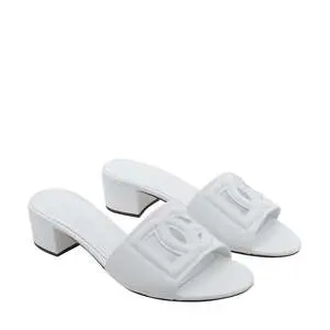 Dolce & Gabbana Calfskin Mules With Dg Millennials Logo - White