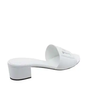 Dolce & Gabbana Calfskin Mules With Dg Millennials Logo - White
