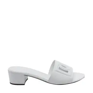 Dolce & Gabbana Calfskin Mules With Dg Millennials Logo - White
