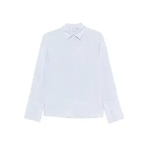 Max Mara Silk Elastane Long Sleeve Button Up Shirt - Blue