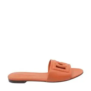 Dolce & Gabbana Calfskin Sliders With Dg Logo - Orange
