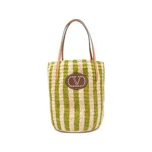 Valentino Garavani Raffia Striped Tote - Green