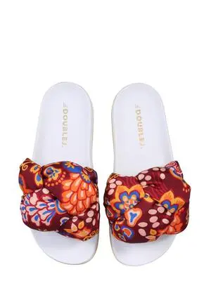 La DoubleJ Braid Slide Sandals - White