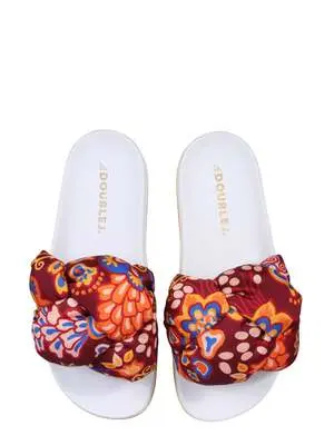 La DoubleJ Braid Slide Sandals - White