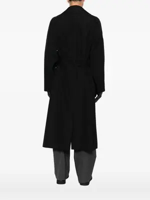 Saint Laurent Double-breasted Long Coat In Grain De Poudre