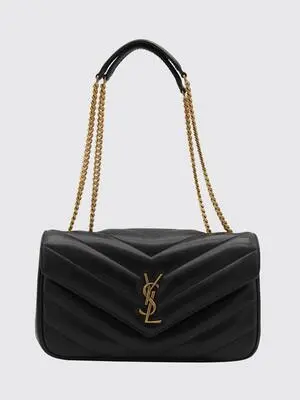 Saint Laurent Loulou Quilted Chevron Nappa Leather Bag - Black