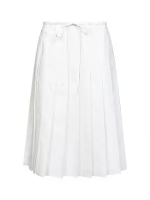 Prada Abbigliamento White Technical Cotton Blend Pleated Midi Skirt - Multicolor