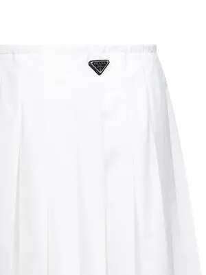 Prada Abbigliamento White Technical Cotton Blend Pleated Midi Skirt - Multicolor