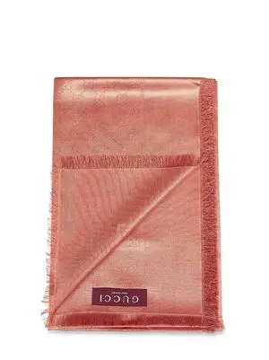 Gucci Orange Gg Lamé Wool And Silk Shawl