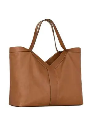 Saint Laurent Y Large Tote In Grained Leather - Brown