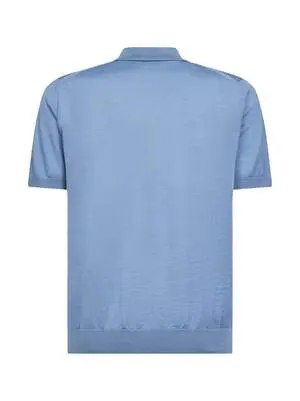 Prada Abbigliamento Aviator Blue Superfine Wool Short-sleeved Polo Shirt - Multicolor