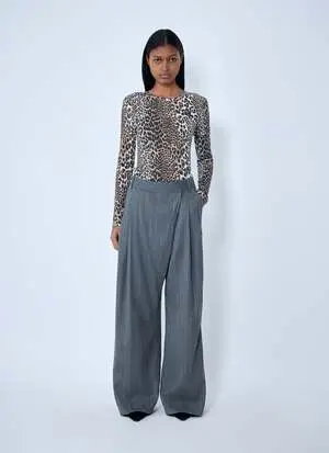 GANNI Wide-leg Pinstripe Pants