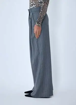 GANNI Wide-leg Pinstripe Pants