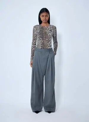 GANNI Pinstripe Wool Blend Wide-leg Pants - Multicolor