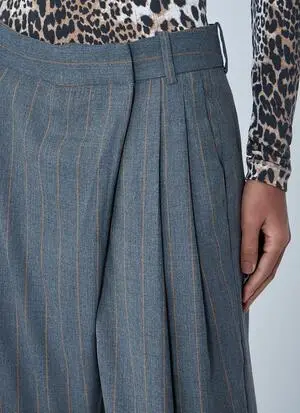 GANNI Pinstripe Wool Blend Wide-leg Pants - Multicolor