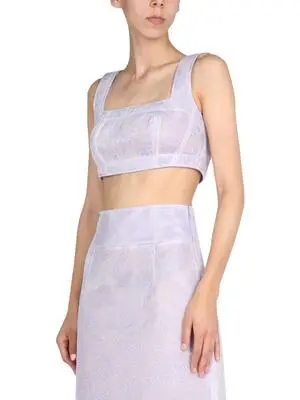 JIL SANDER Embroidered Crop Top - Purple