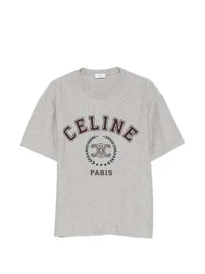 Celine Logo Cotton T-shirt - Multicolor