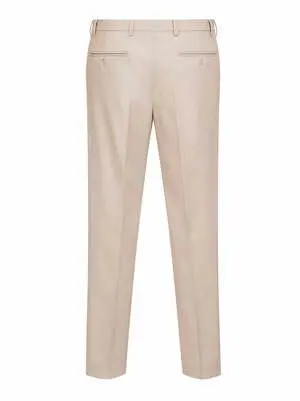 Prada Abbigliamento Sand Cotton Trousers With Key Ring