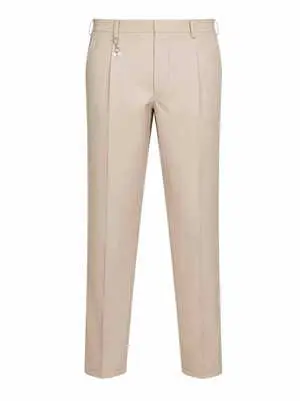 Prada Abbigliamento Sand Cotton Trousers With Key Ring - Multicolor