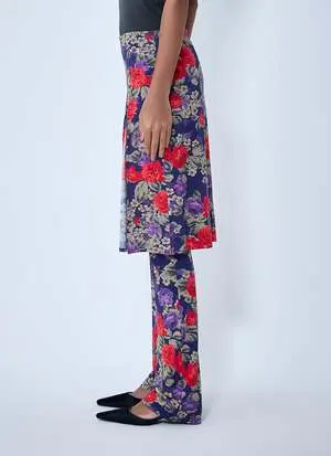 Acne Studios Floral Print Layered Skirt Pants