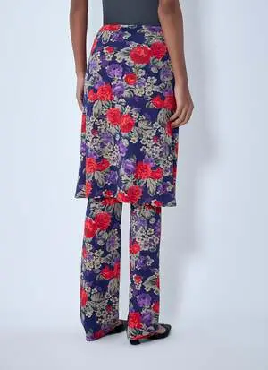 Acne Studios Floral Print Layered Skirt Pants