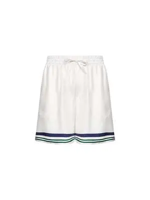 Casablanca White Silk Hotel Emblem Shorts