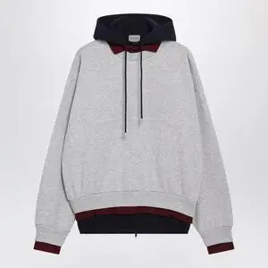 Balenciaga Layered Cotton Hoodie - Gray