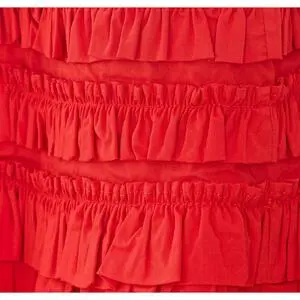 GANNI Flounce Midi Skirt - Red