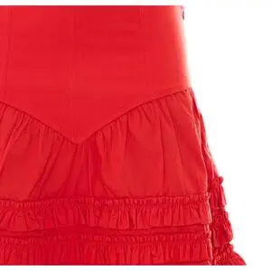 GANNI Flounce Midi Skirt - Red