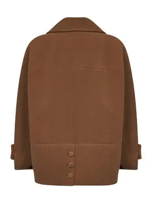 Chloé Dusty Camel Herringbone Wool Short Coat