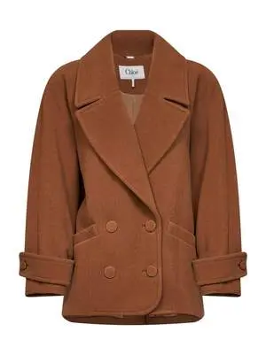 Chloé Herringbone Wool Short Coat