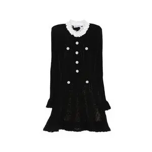 SELF-PORTRAIT Cotton Open-knit Dress