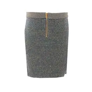 Balmain Glittered Tweed Knit Short Skirt