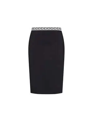 Versace Black Knit Midi Skirt With Jacquard Details - Multicolor