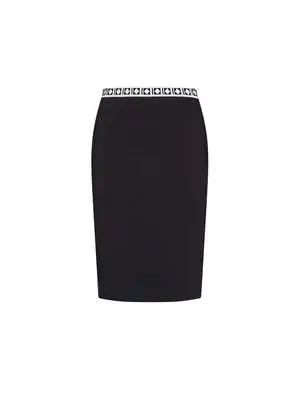 Versace Black Knit Midi Skirt With Jacquard Details - Multicolor