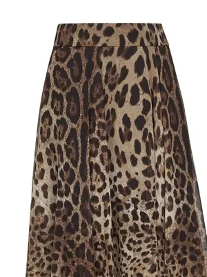 Dolce & Gabbana Leopard Print Chiffon Full Skirt