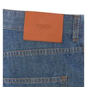 Fendi Ff Logo Denim Shorts