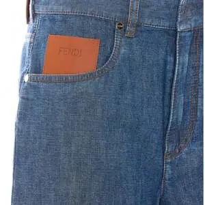 Fendi Ff Logo Denim Shorts