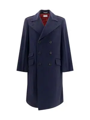Brunello Cucinelli Double-breasted Wool Overcoat - Blue