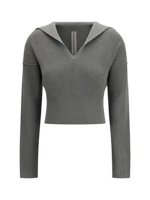 Rick Owens Euca Virgin Wool Sweater With V Neck