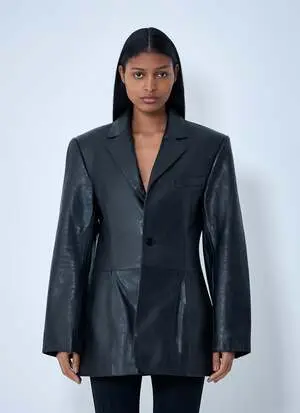 Alexander Wang Leather Single-breasted Blazer - Black