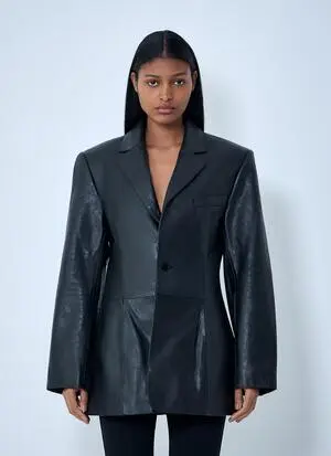 Alexander Wang Leather Single-breasted Blazer - Black