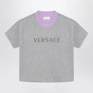 Versace Reversible Grey/lilac Cotton Jersey T-shirt - Gray