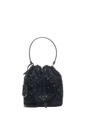 Prada Borse Crystals Re-nylon Mini Bucket Bag