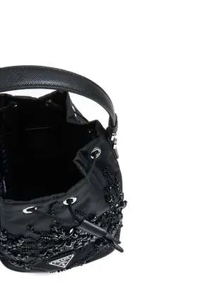 Prada Borse Crystals Re-nylon Mini Bucket Bag