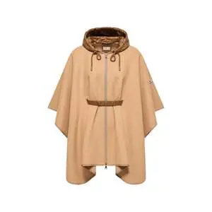 Moncler Felted Hooded Cape - Cream