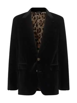 Dolce & Gabbana Black Velvet Sicilia Light Single-breasted Blazer - Multicolor