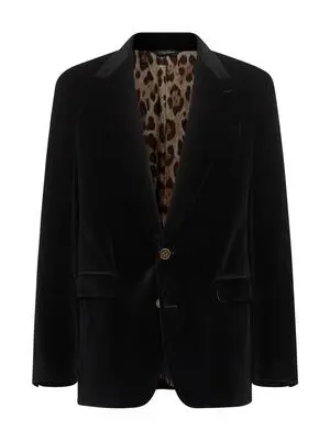 Dolce & Gabbana Black Velvet Sicilia Light Single-breasted Blazer - Multicolor
