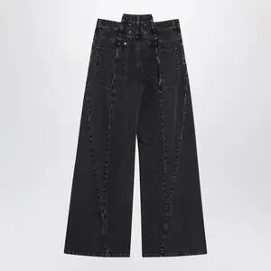 MAISON MARGIELA Wide-leg Jeans In Faded Cotton Denim - Black