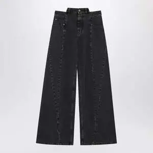 MAISON MARGIELA Faded Cotton Denim Wide-leg Jeans - Black